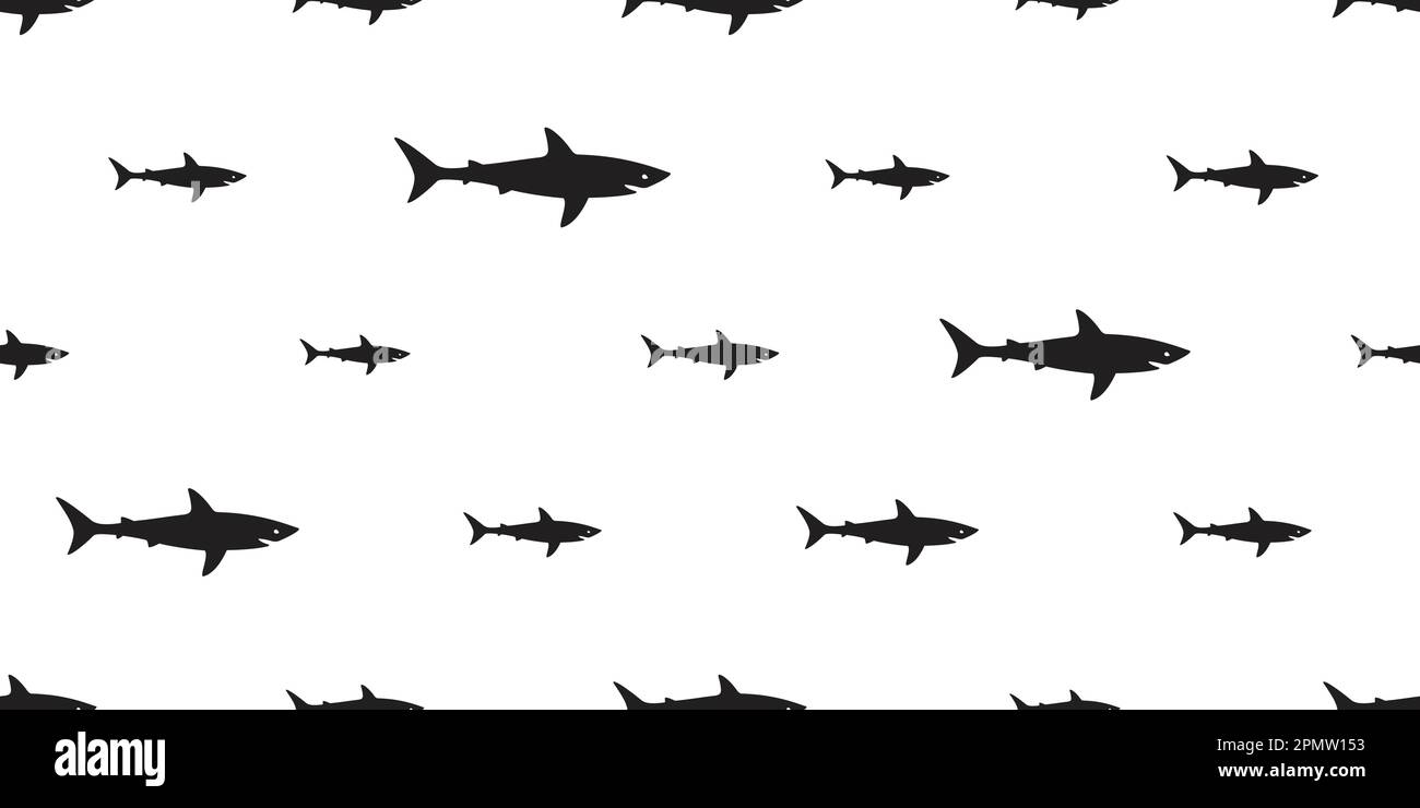 shark vector seamless pattern fish isolated sea ocean wallpaper ...