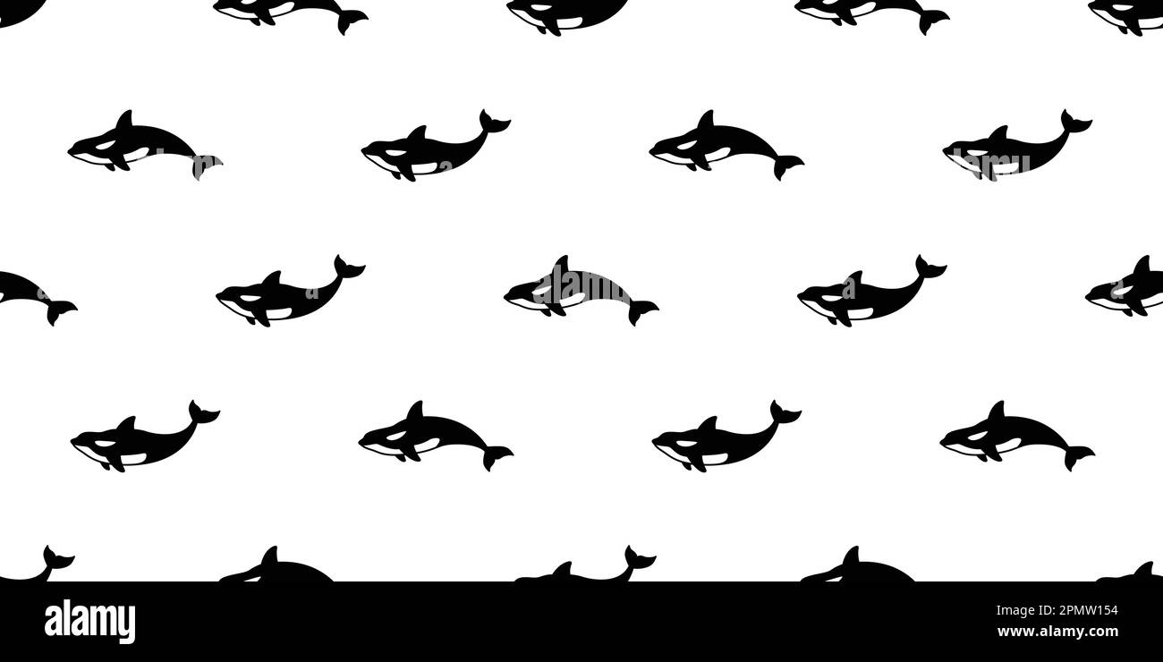 whale seamless pattern vector dolphin shark fish isolated ocean sea ...