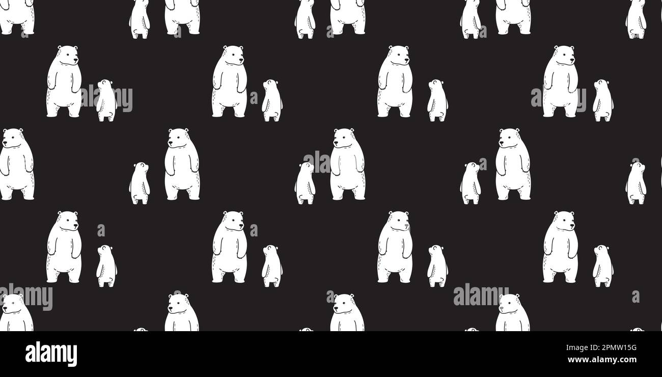 bear seamless pattern vector Polar Bear wallpaper background isolated black Stock Vector Image ...