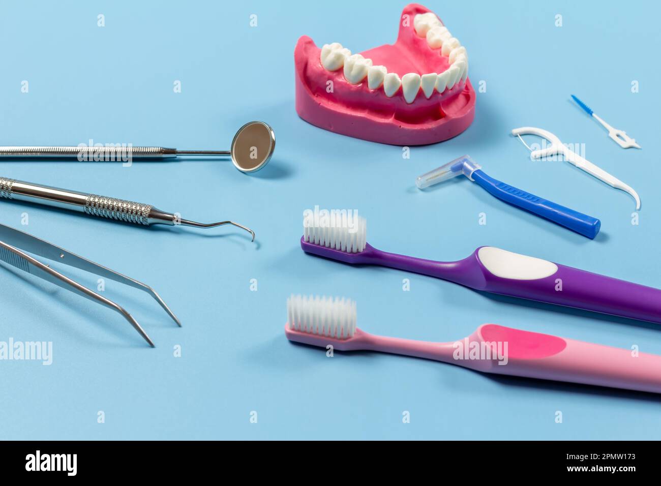 Set of metal dental instruments for teeth dental care Stock Photo - Alamy