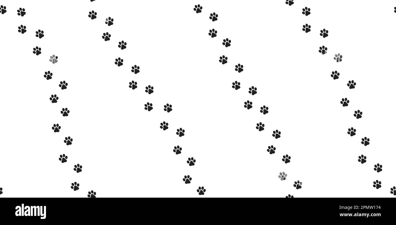Dog Paw Seamless vector Pattern foot print cat paw isolated walk white ...
