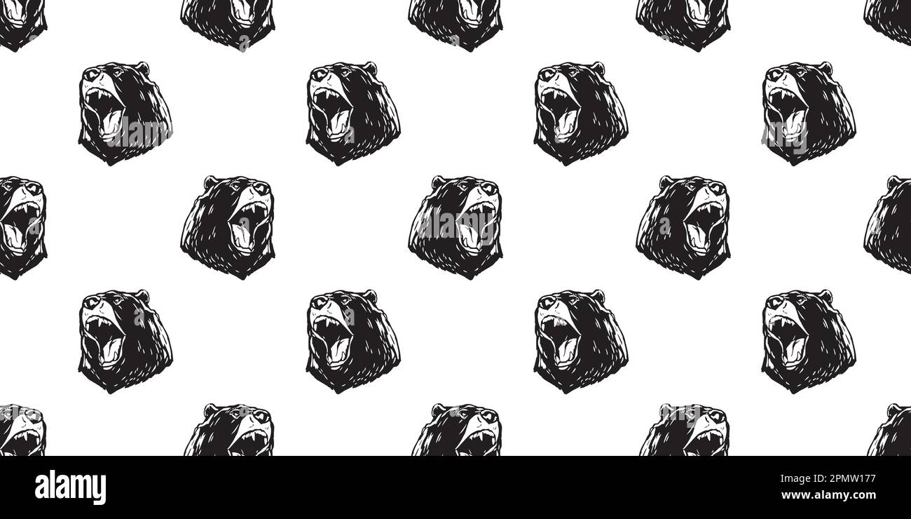 Bear seamless Polar Bear vector pattern angry scream wallpaper ...