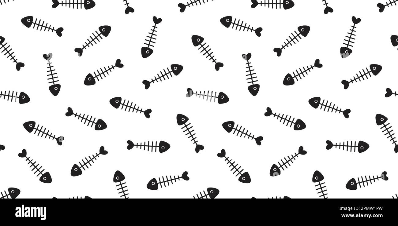 fish bone seamless pattern vector shark fin isolated background ...