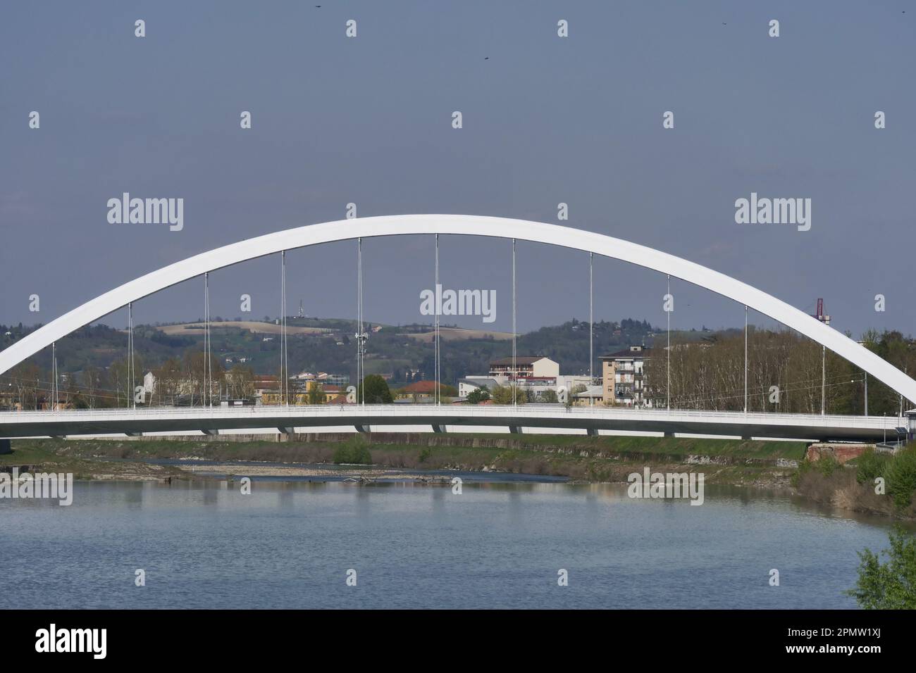 Alessandria modern Meier bridge on the Tanaro river, Piedmont, Italy ...