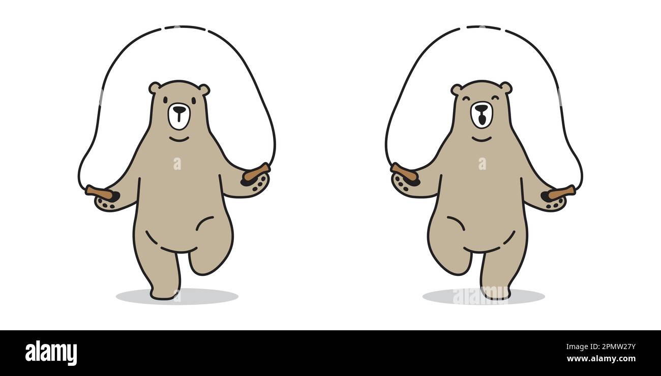 bear vector icon logo Polar bear skipping rope doodle character ...