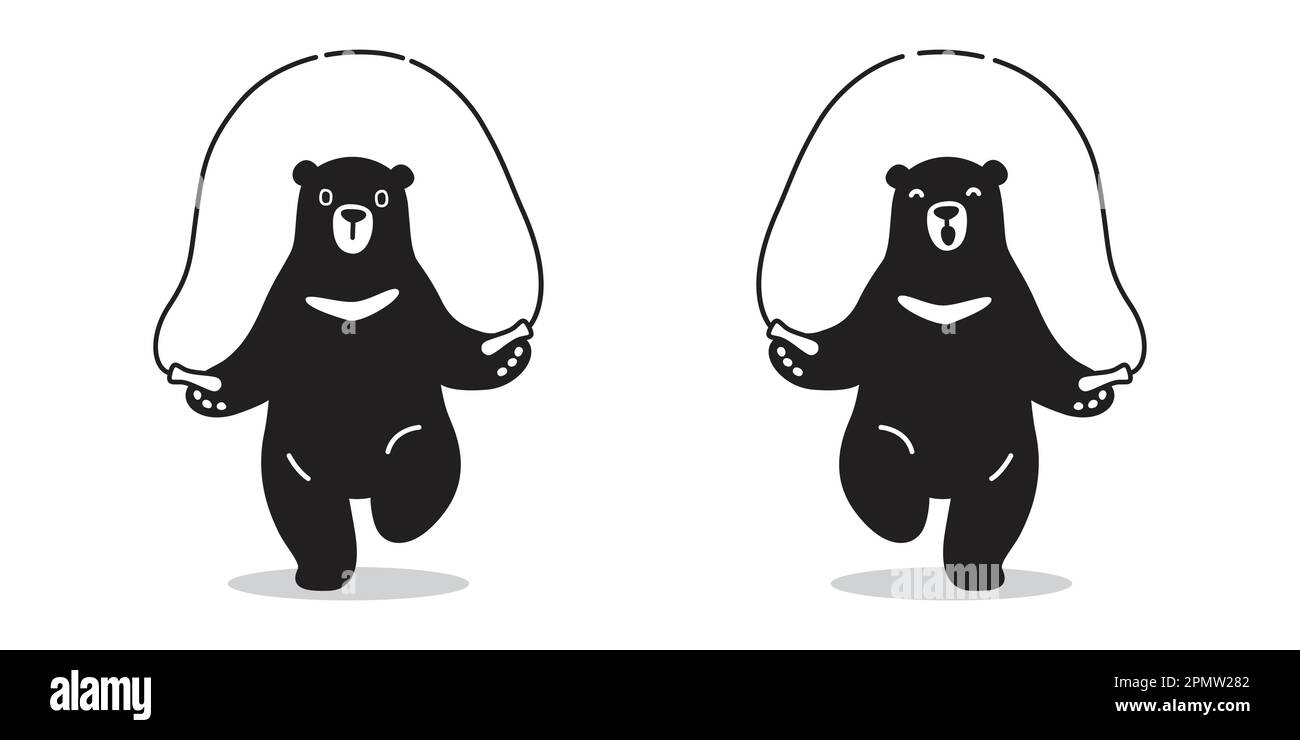 bear Vector icon logo skipping rope Polar bear doodle illustration ...