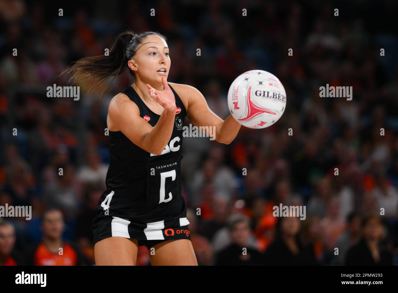Molly Jovic of the Magpies before the Super Netball Round 5 match ...