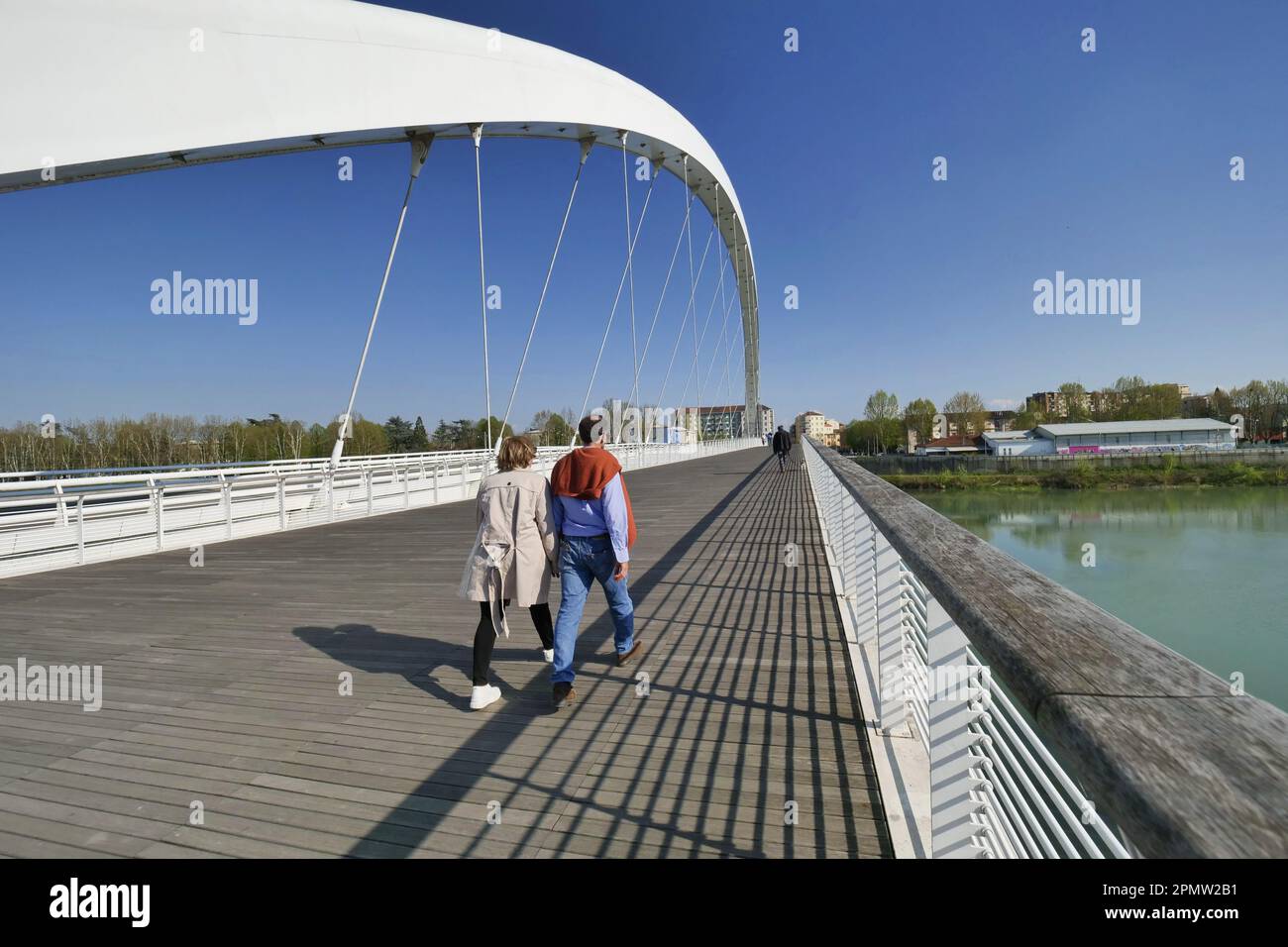 Alessandria modern Meier bridge on the Tanaro river, Piedmont, Italy ...