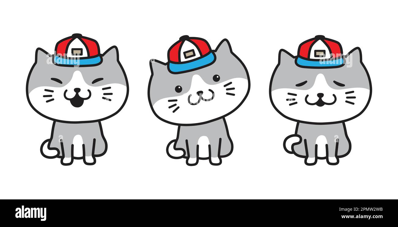 Cat vector icon logo kitten character cap cartoon illustration doodle ...