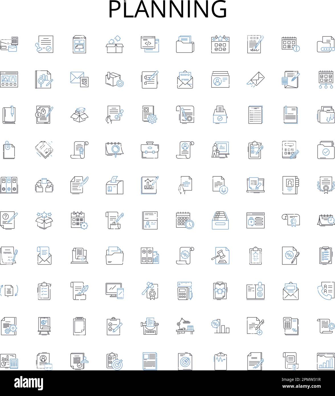 Planning outline icons collection. Scheme, Arrangement, Program, Design ...