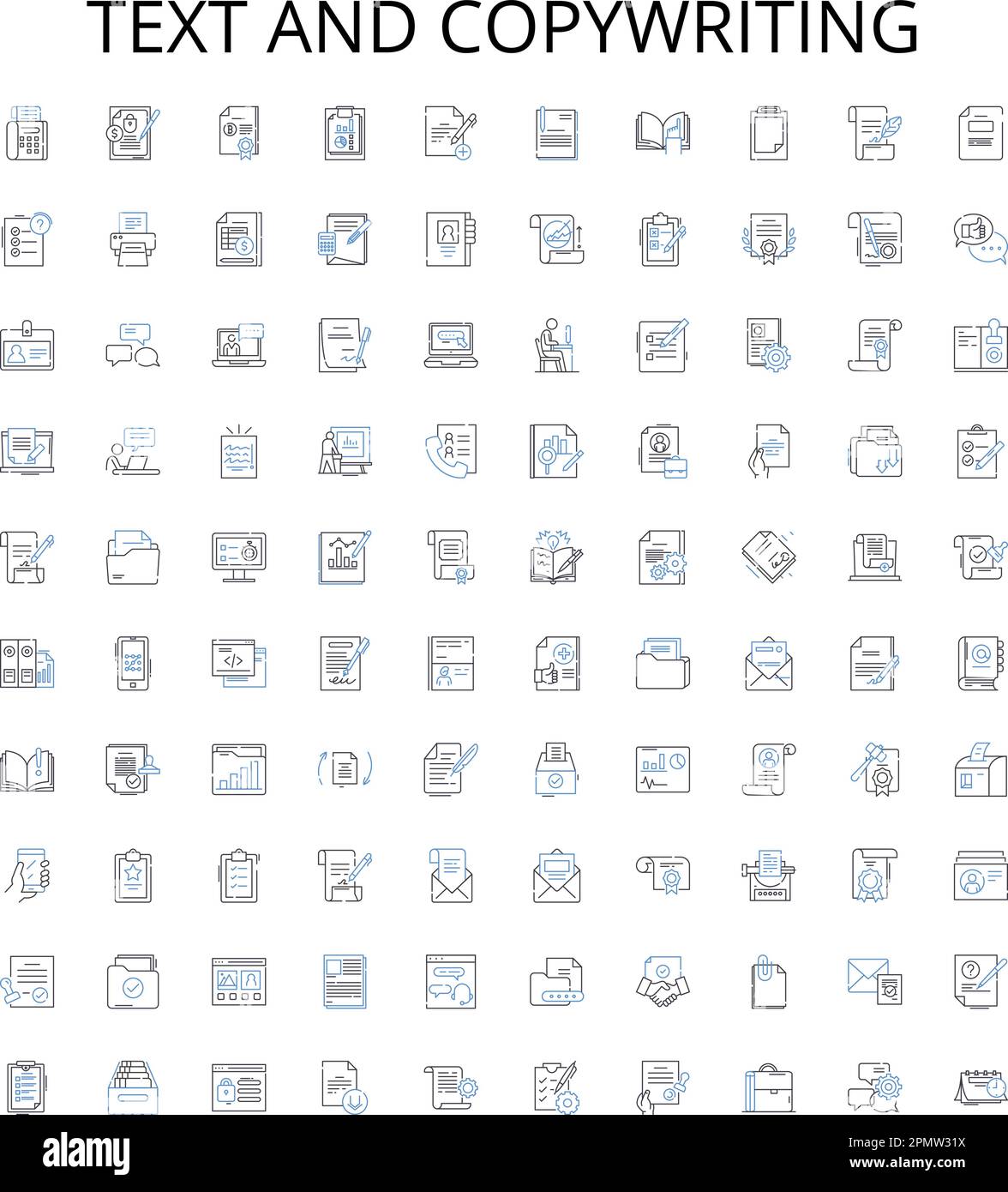 Text And Copywriting Outline Icons Collection Texting Copywriting