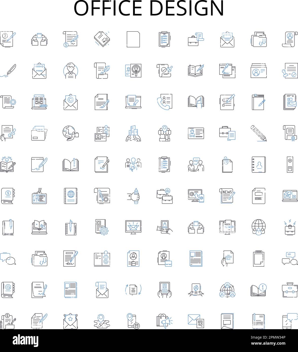 Office design outline icons collection. Office, Design, Interior ...