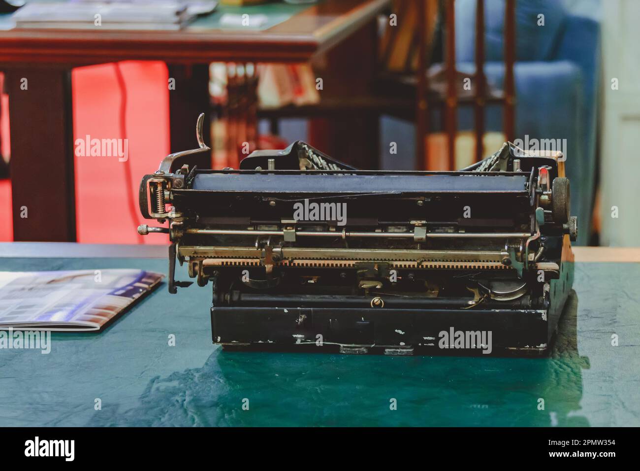 Mechanical typewriter machine at desk in retro office hi-res stock ...