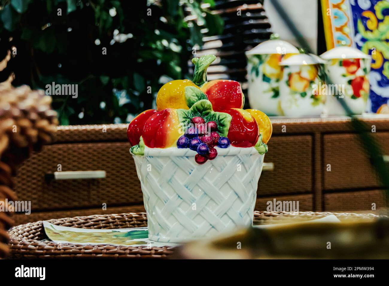 Ceramic fruits in a white ceramic vase Stock Photo - Alamy