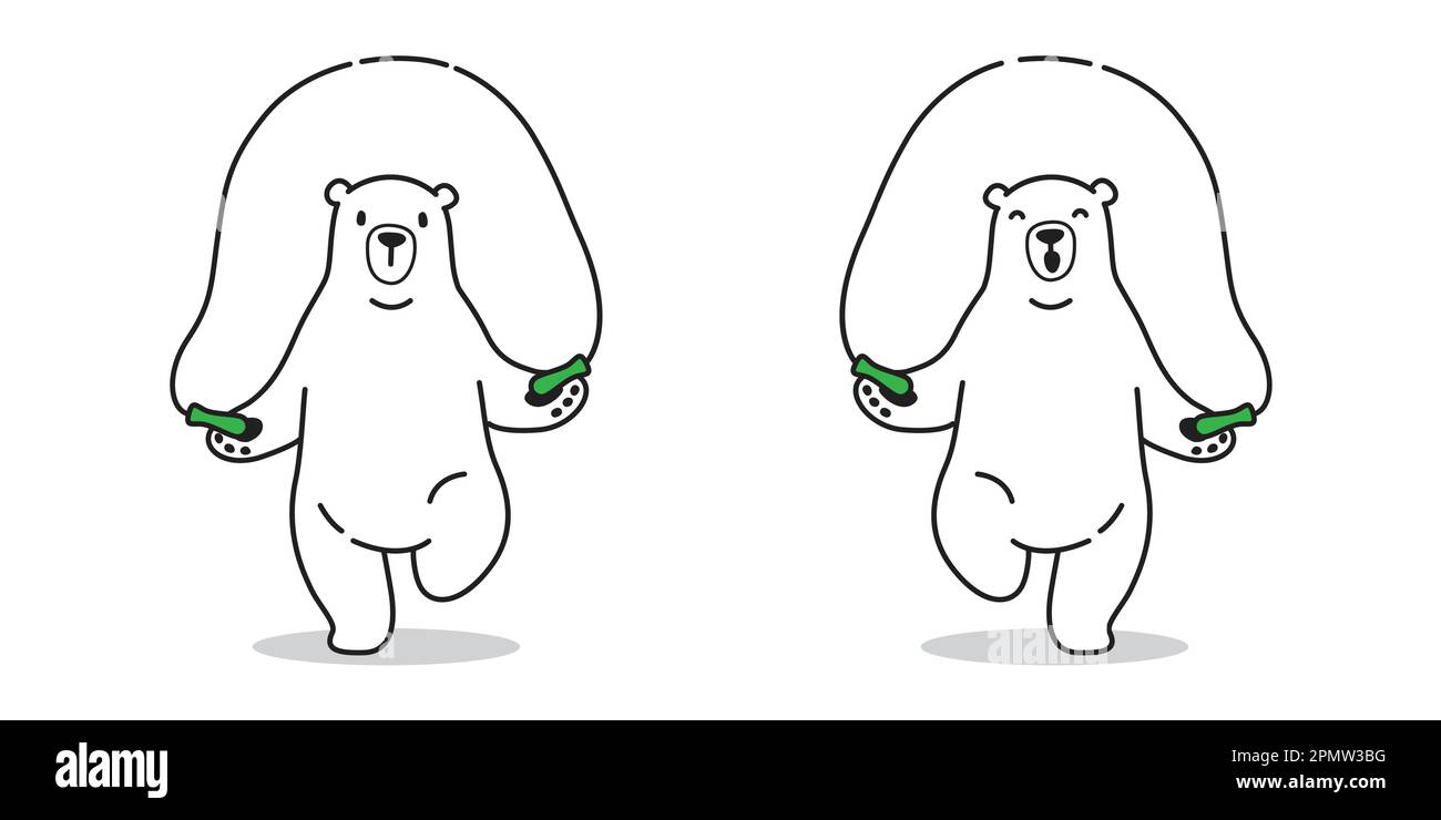 bear Vector icon Polar bear cartoon skipping rope character ...