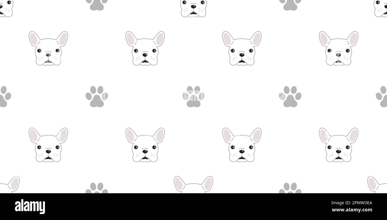 dog paw seamless pattern vector french bulldog isolated icon wallpaper ...