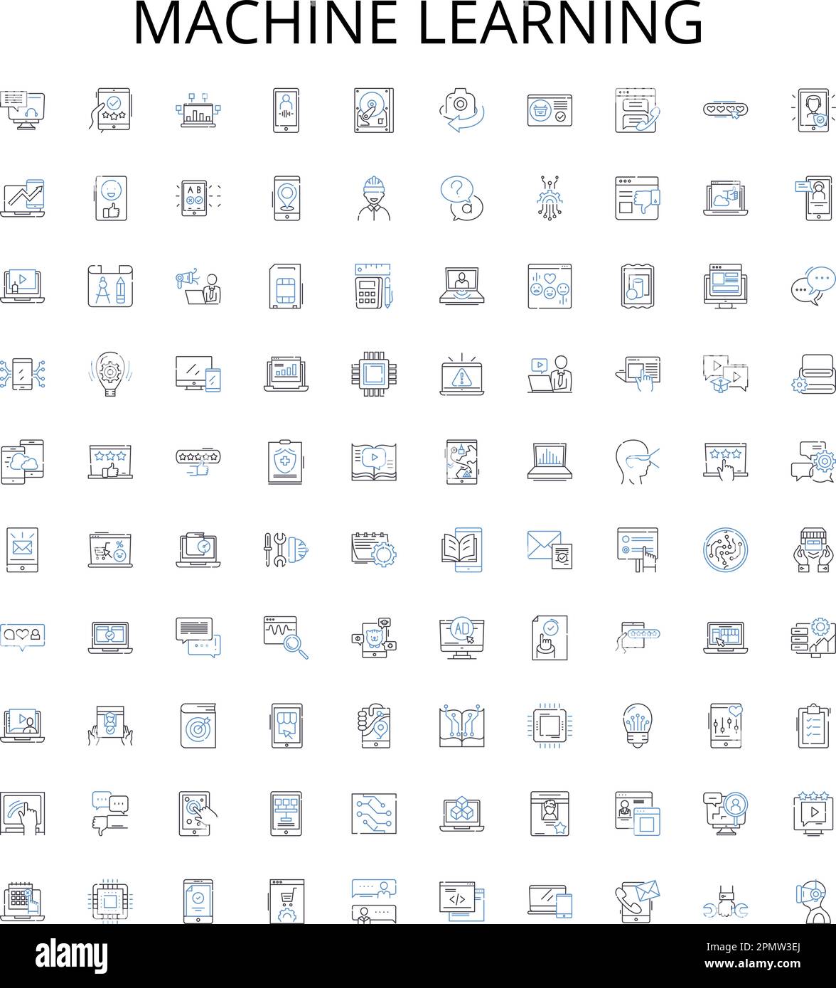 Machine Learning Outline Icons Collection Machine Learning Ai