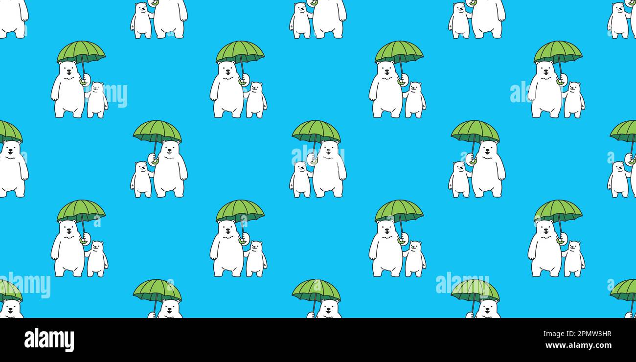 bear seamless pattern vector Polar bear isolated umbrella raining wallpaper background Stock ...