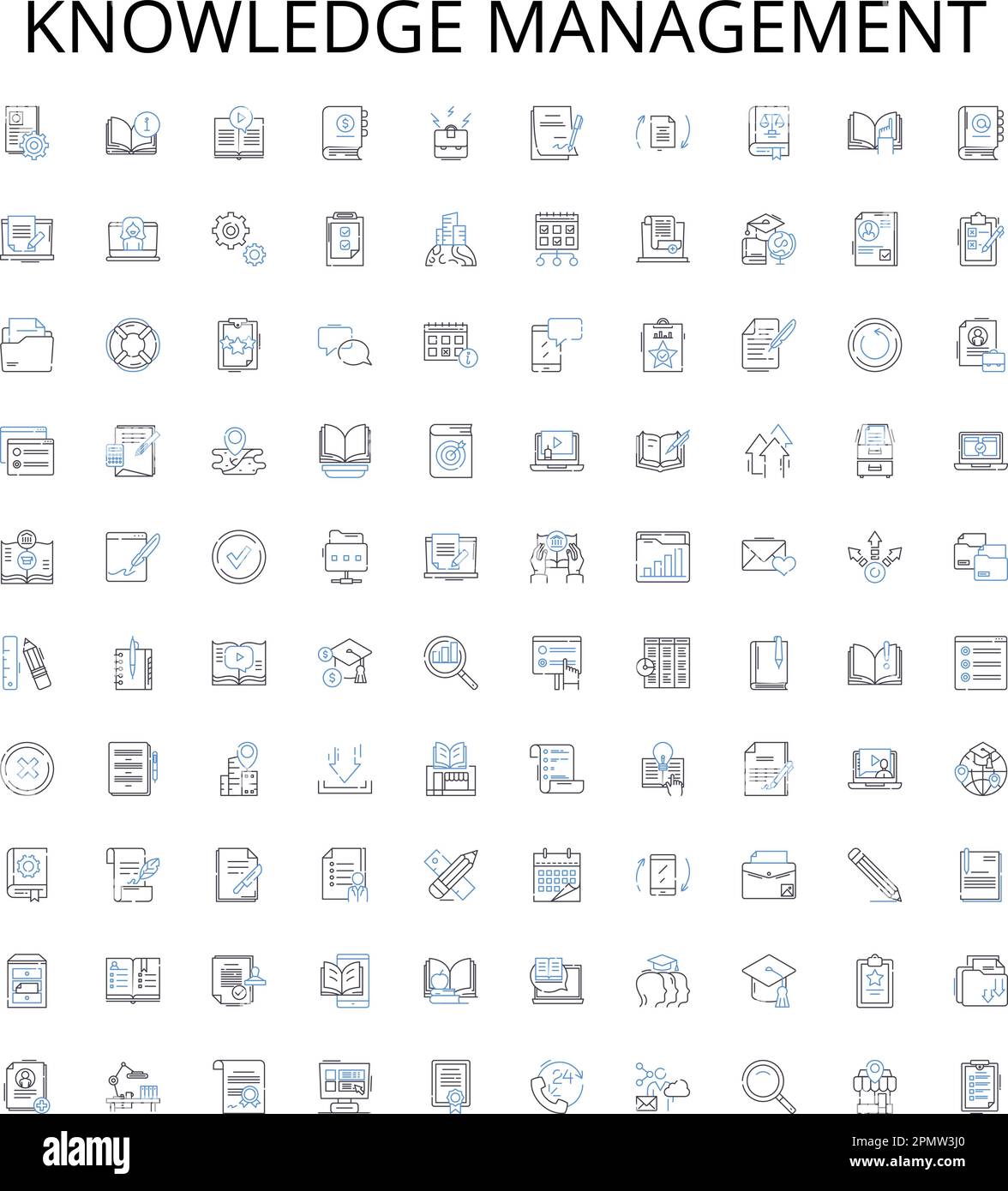 Knowledge management outline icons collection. Knowledge, Management ...
