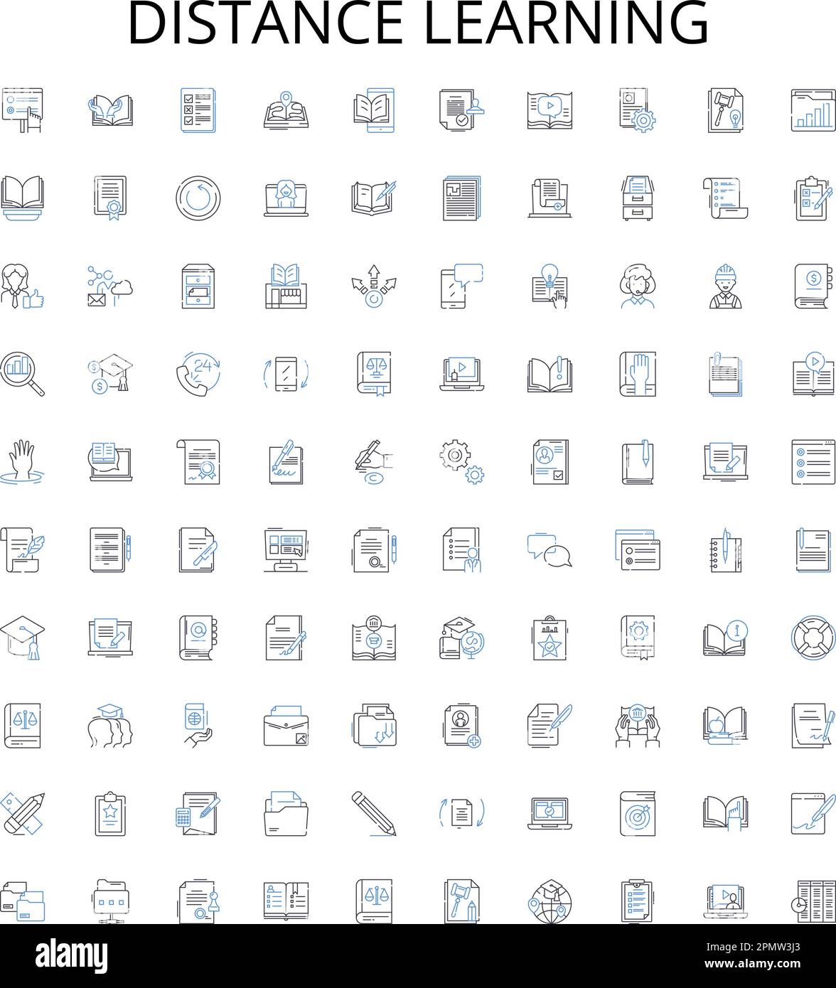 distance learning outline icons collection. Distance, Learning, Online ...