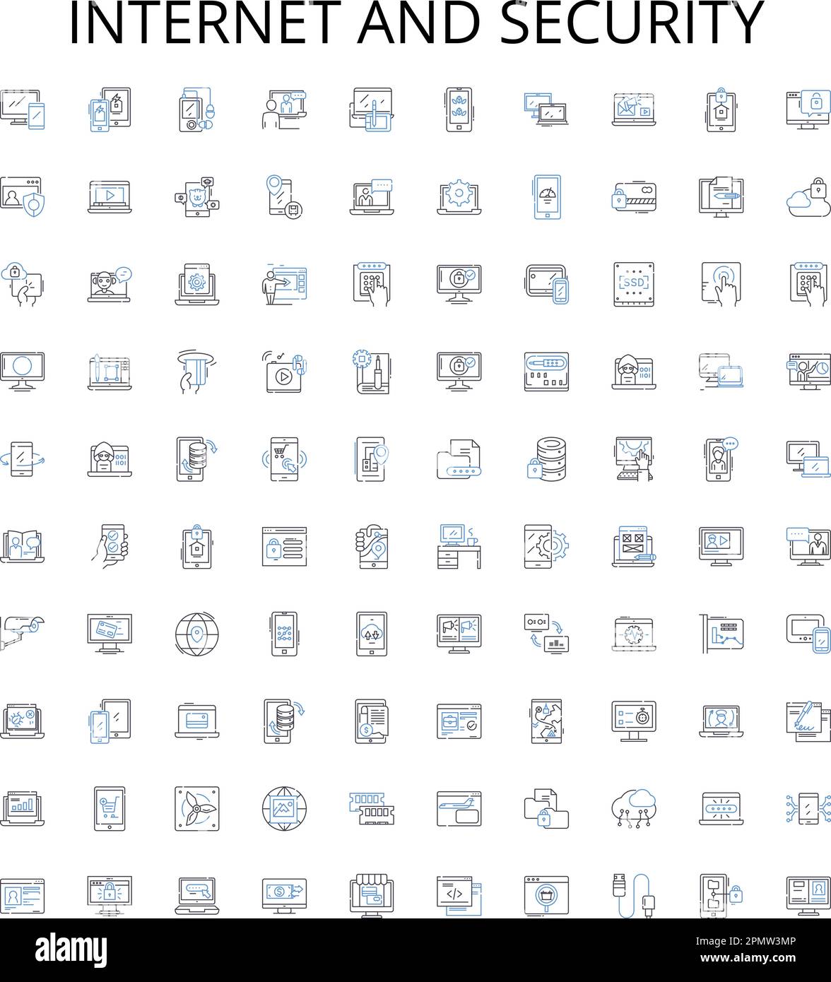Internet and security outline icons collection. Internet, Security ...