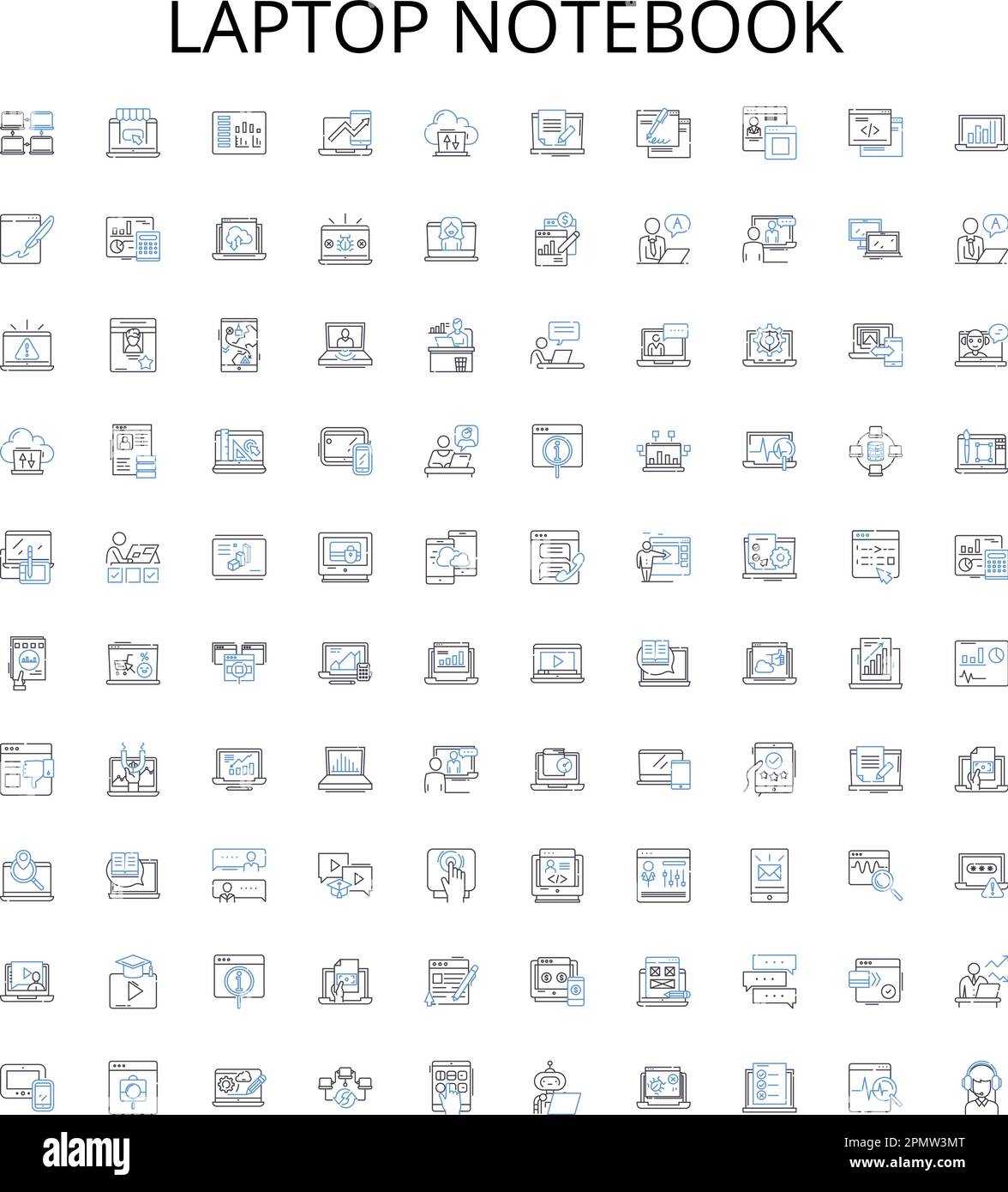 Laptop notebook outline icons collection. laptop, notebook, computer ...