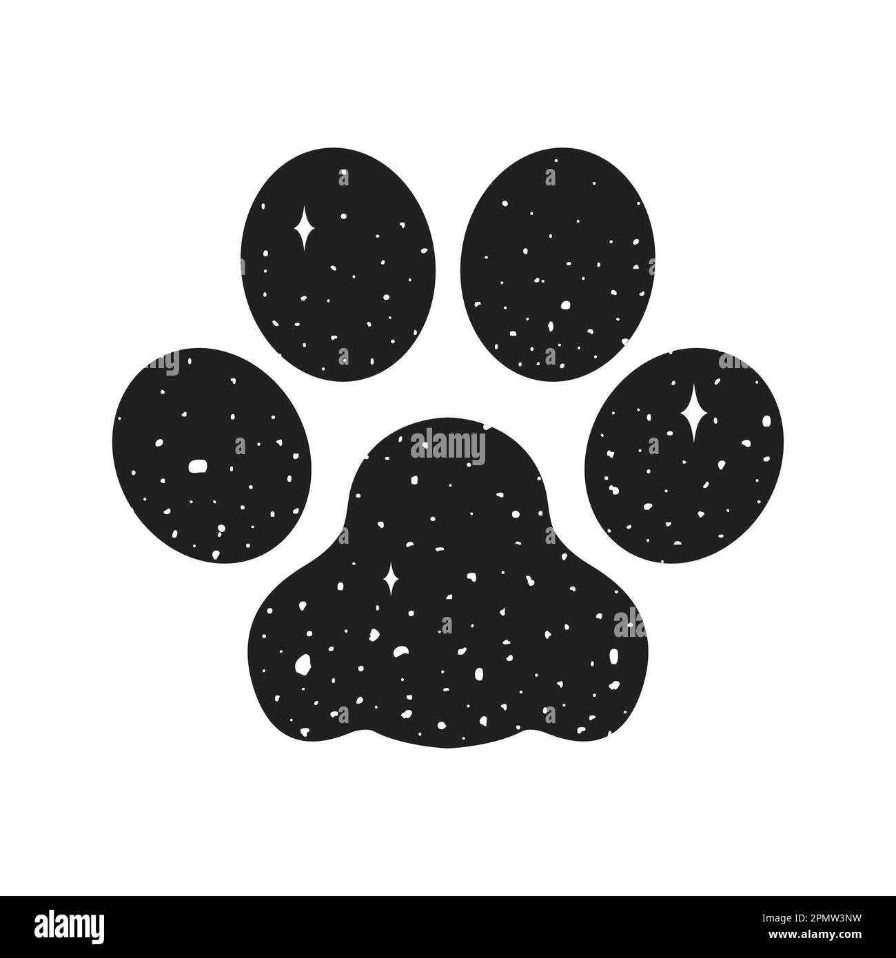 dog paw logo bulldog vector icon space night sky illustration graphic ...