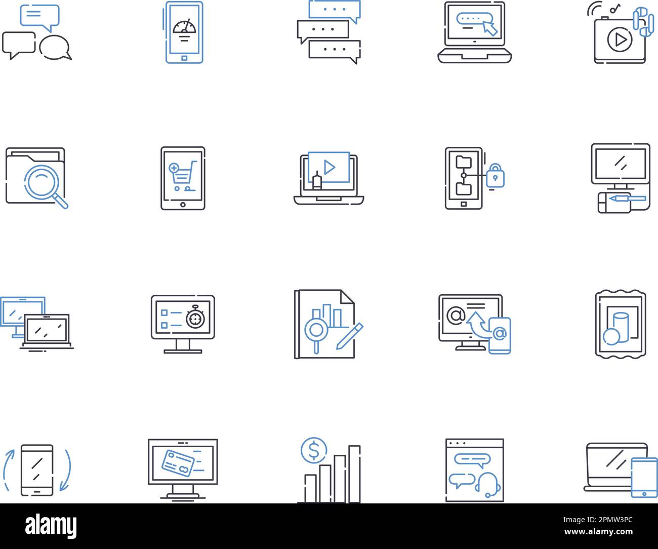Innovation management outline icons collection. Strategy, Creativity ...
