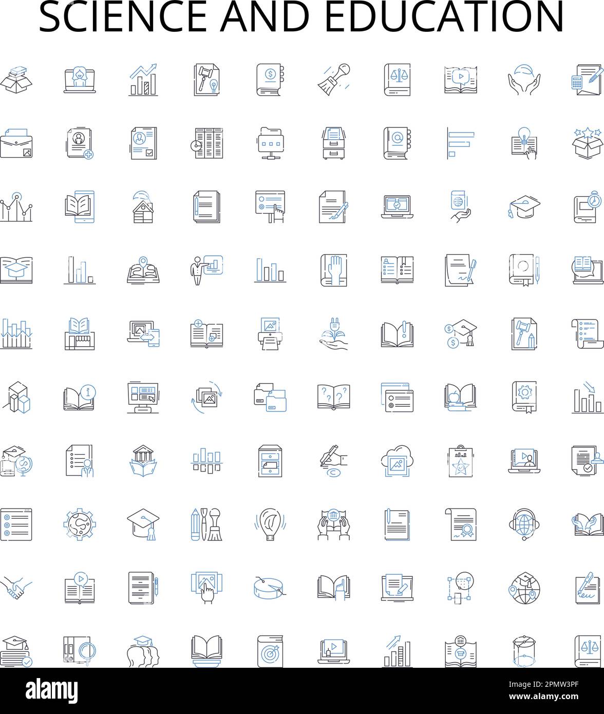 Science and education outline icons collection. Science, education, knowledge, research ...