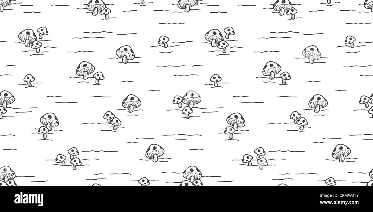 mushroom seamless pattern vector yard forest wood isolated wallpaper ...