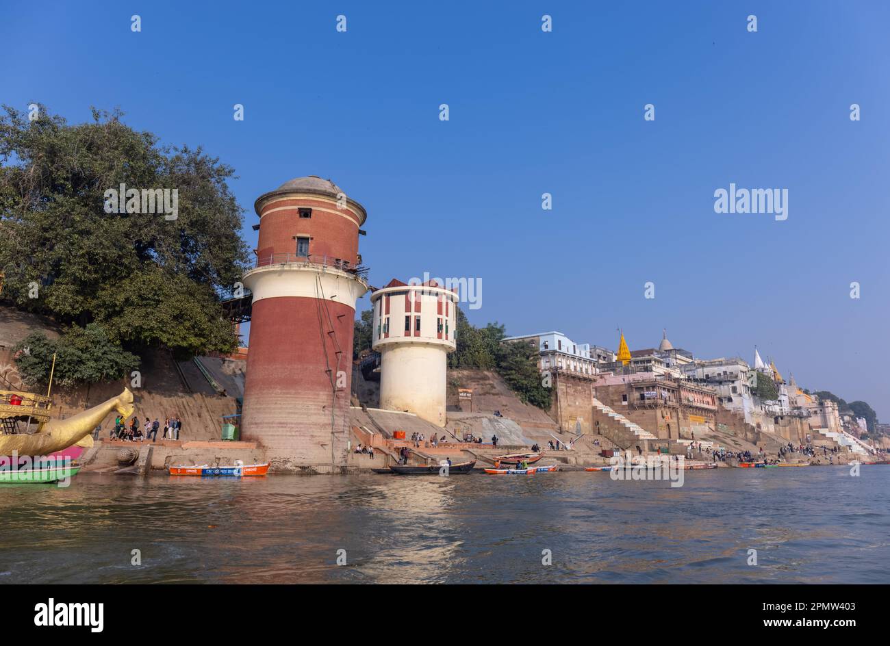 Architecture of ancient building, Historic Varanasi city with ancient ...