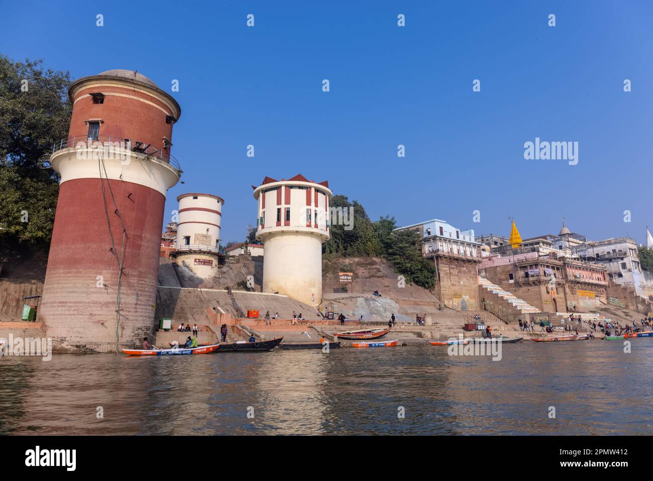 Architecture of ancient building, Historic Varanasi city with ancient ...