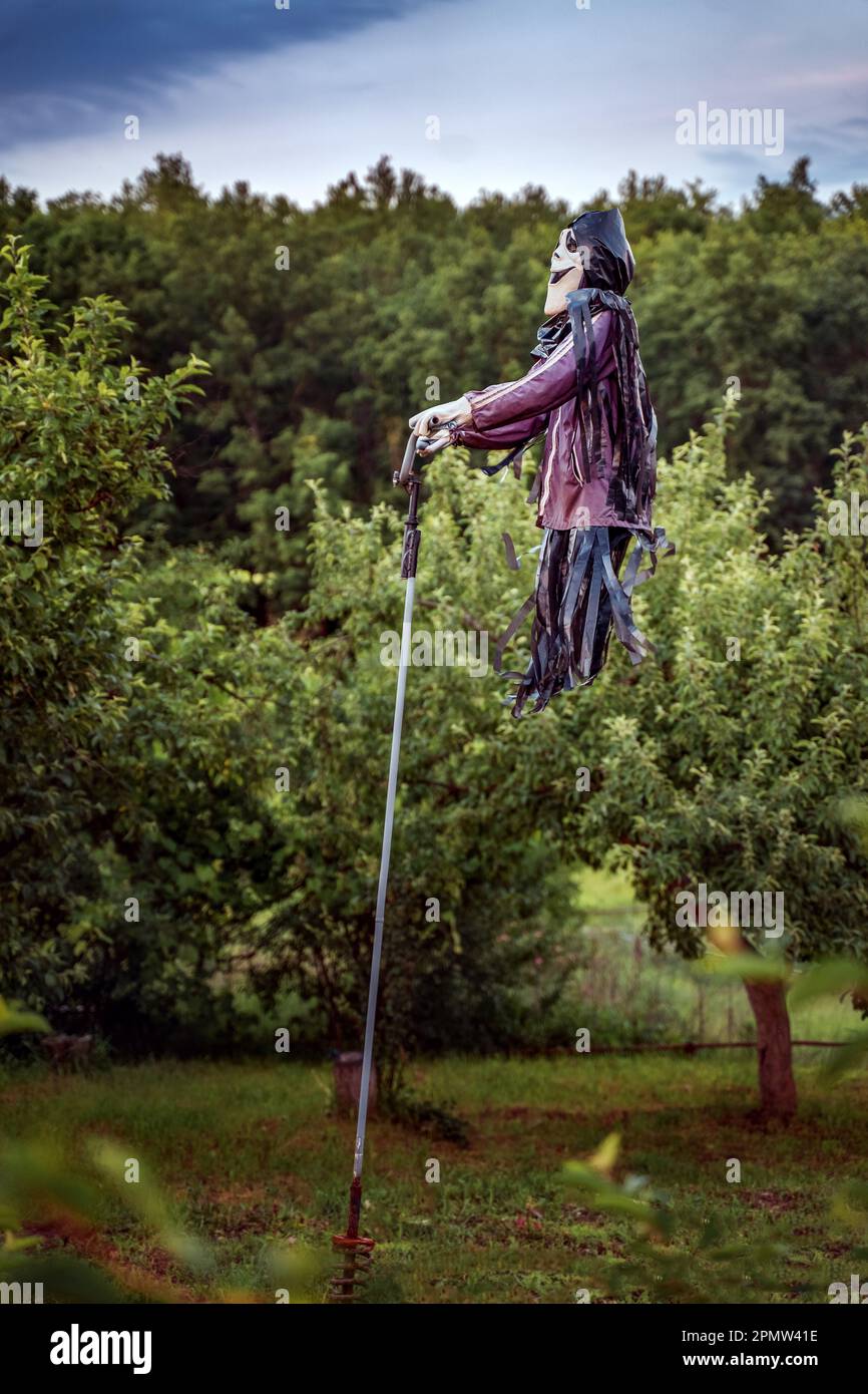 An otherworldly creature in the sky above the forest. Black robe and ...