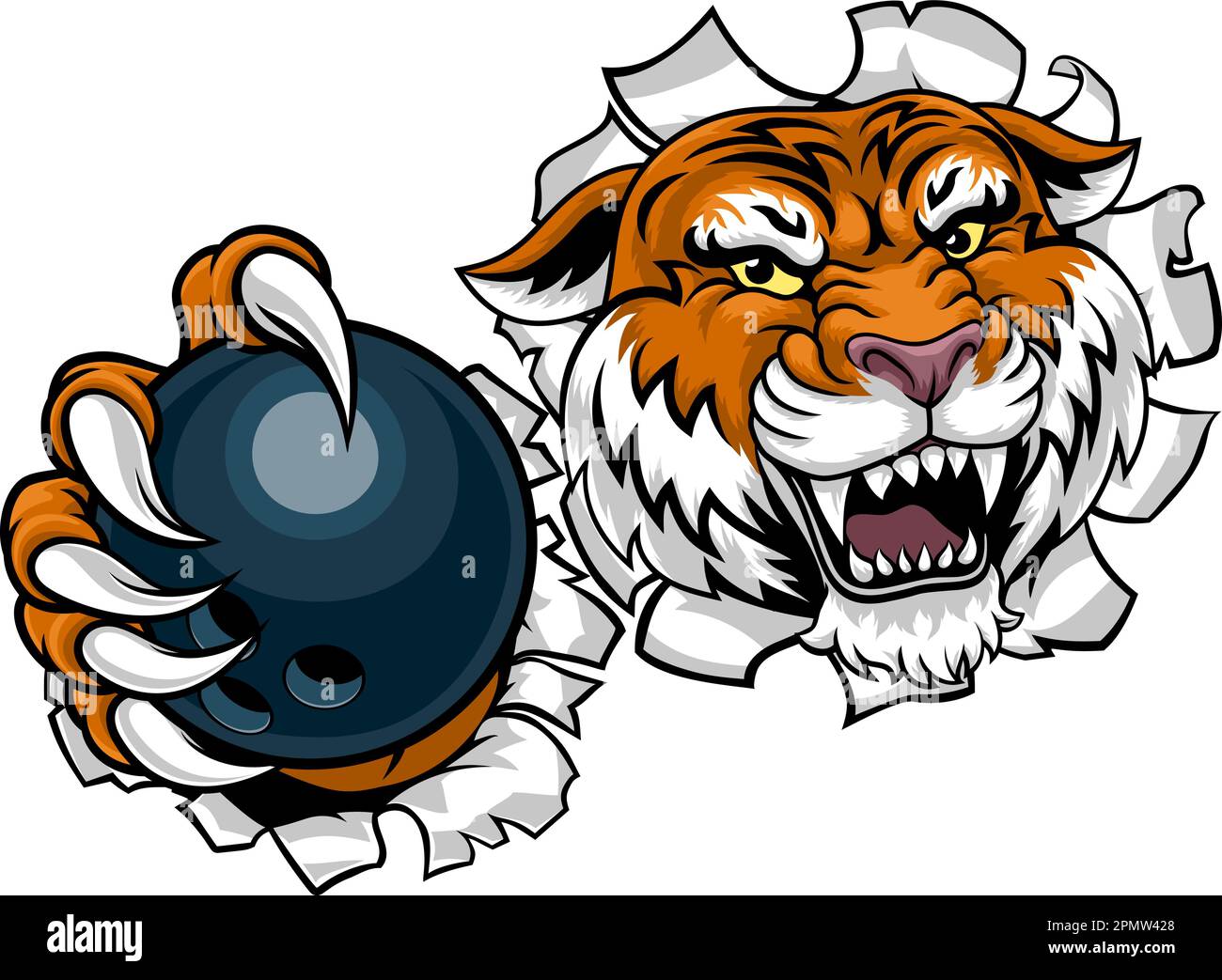 Tiger Bowling Ball Animal Sports Team Mascot Stock Vector Image & Art ...