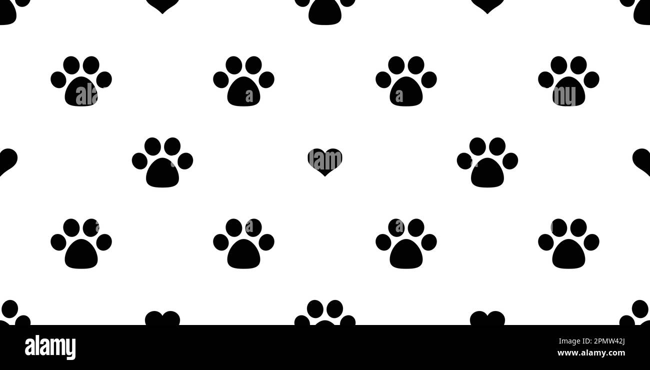 Dog Paw Seamless pattern vector heart valentine isolated puppy Cat Paw ...