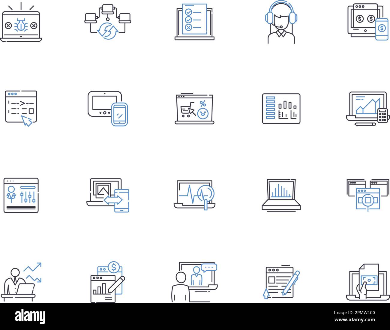 Laptop notebook outline icons collection. laptop, notebook, computer ...