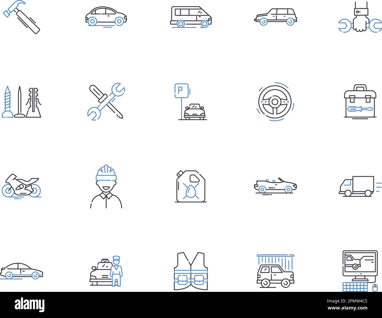 Car service outline icons collection. Maintenance, Garages, Oil-change ...
