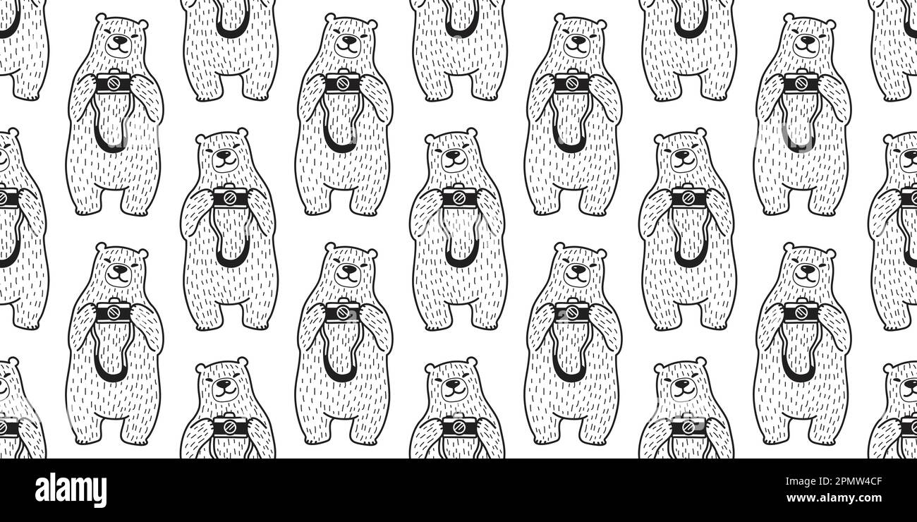 Bear seamless pattern vector Polar Bear camera photography cartoon ...