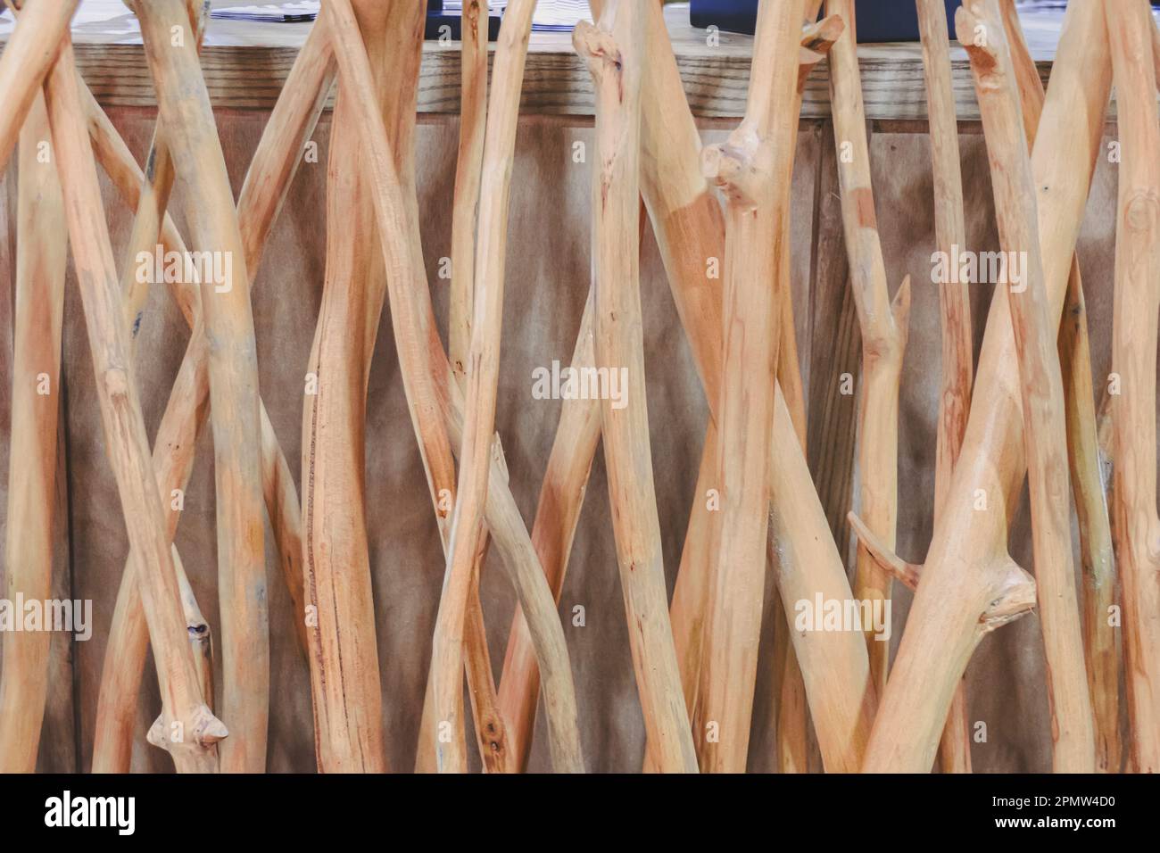 Decorative fence made of sticks. Interior solution in loft style Stock ...