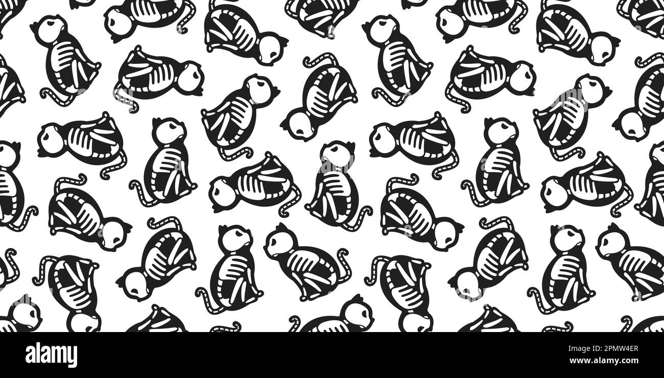 Cat seamless pattern Halloween vector cat Skull skeleton bone Ghost ... Cat seamless pattern Halloween vector cat Skull skeleton bone Ghost ...