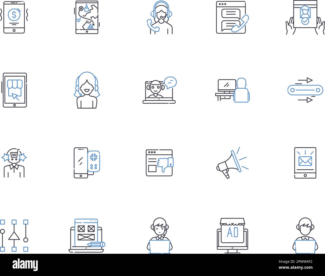 Audio outline icons collection. sound, music, speech, hearing ...