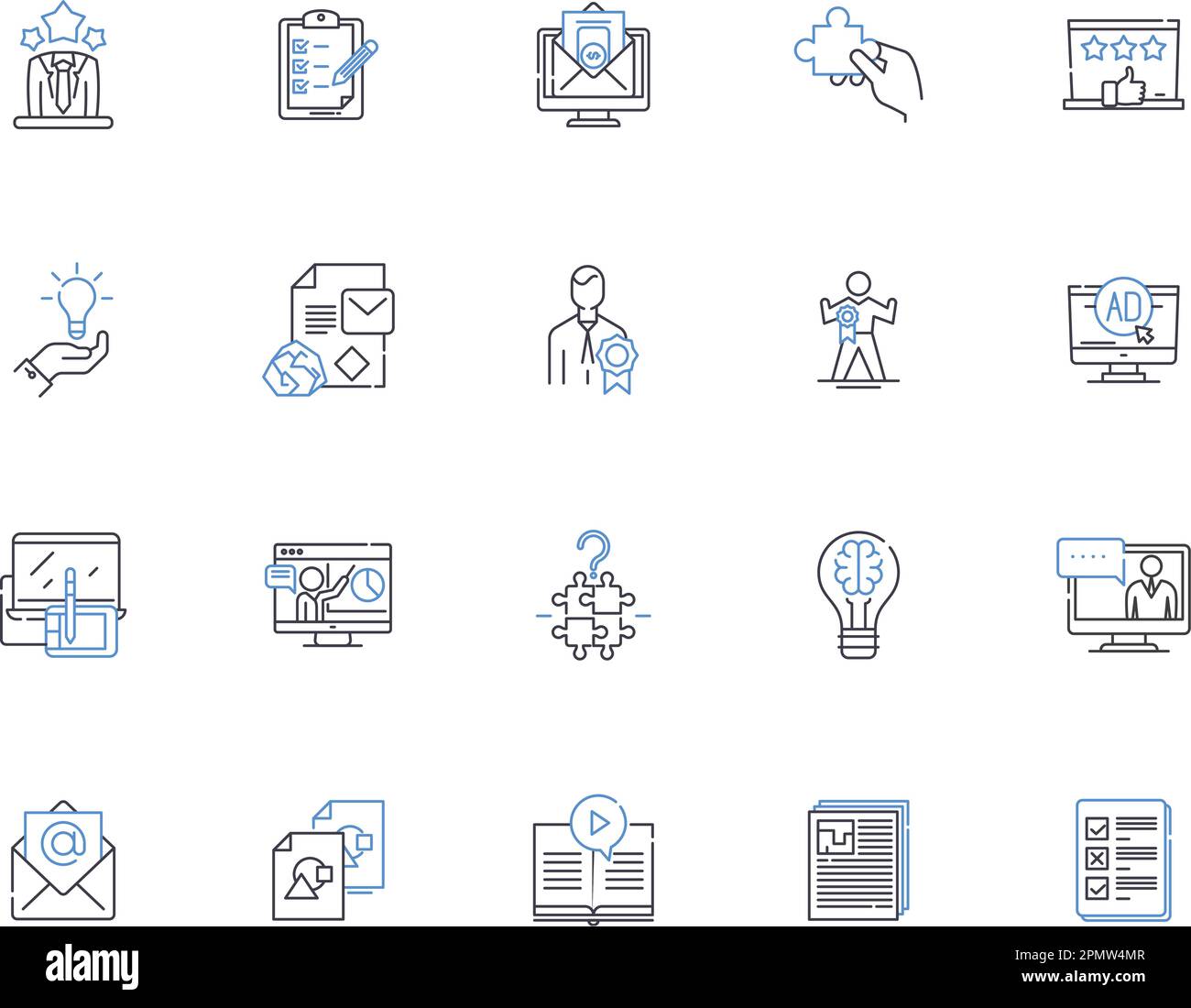 Marketing plan outline icons collection. Strategy, Tools, Budget ...