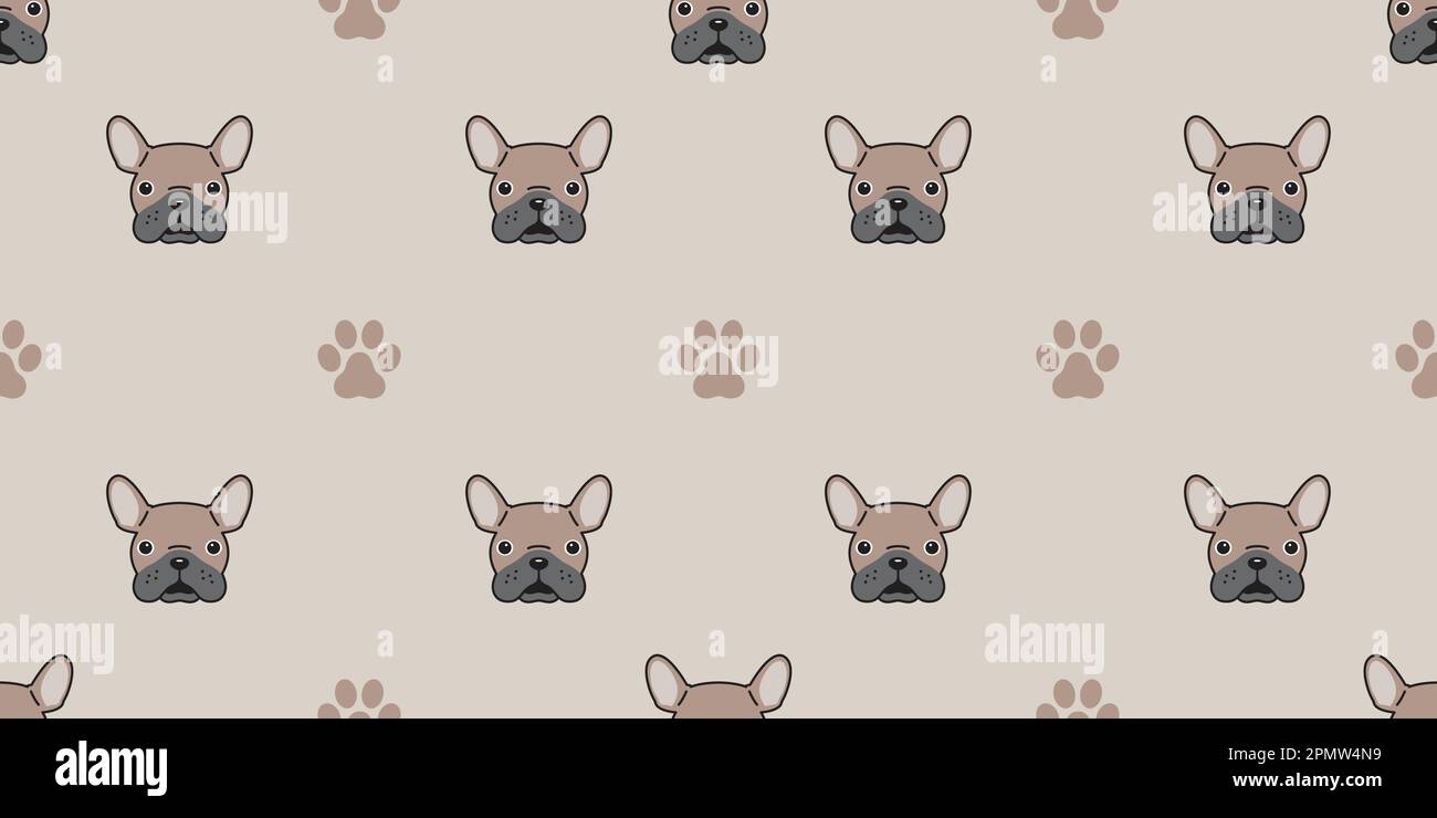 dog isolated french bulldog paw seamless pattern doodle wallpaper ...