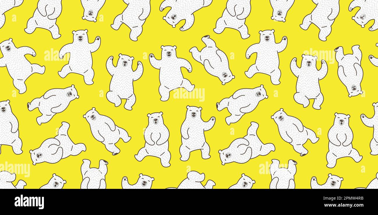 Bear seamless pattern vector polar bear isolated teddy dance wallpaper ...