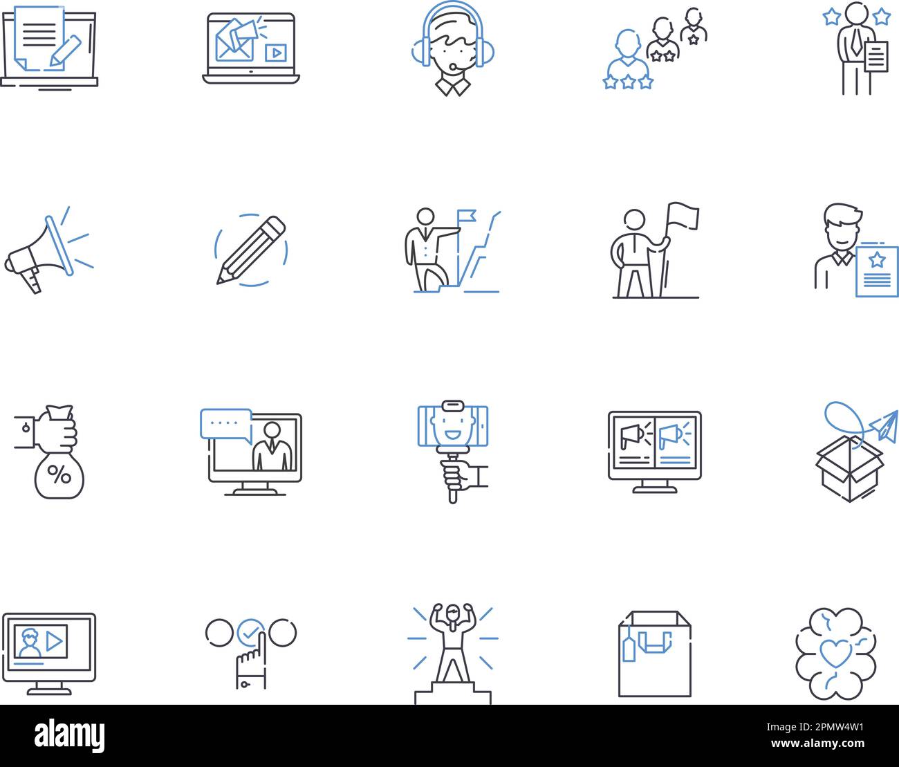 Public and government relations outline icons collection. Public ...