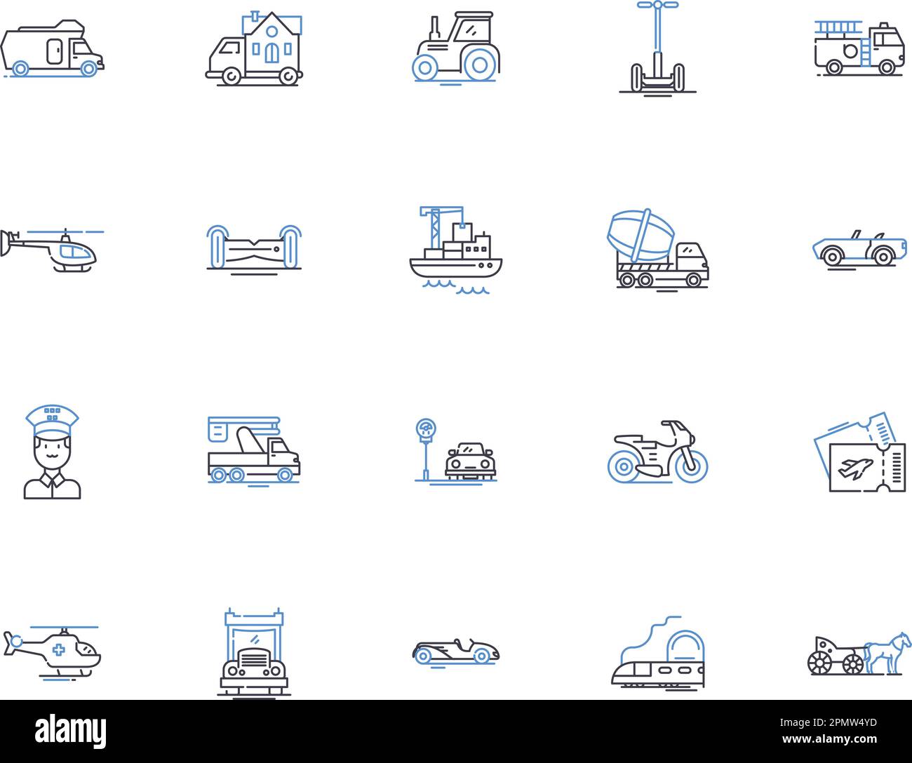 Transport set outline icons collection. Transport, Set, Vehicles ...