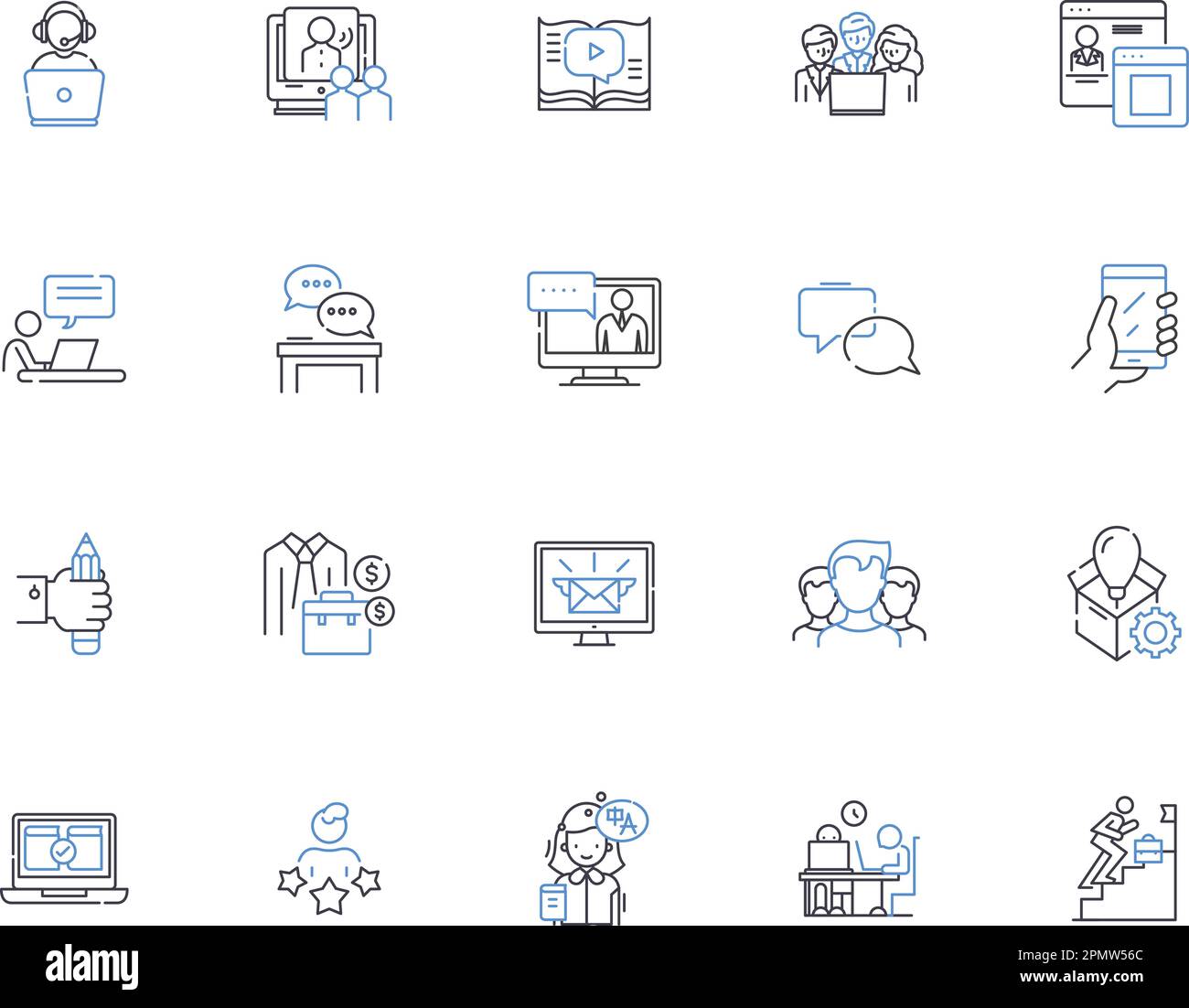 Mentor outline icons collection. mentor, guidance, support, coaching, training, development ...