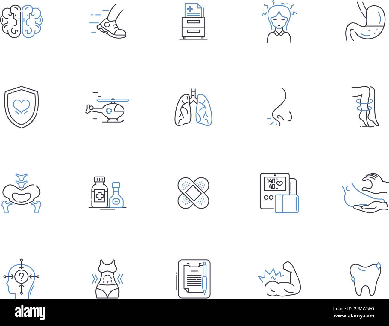 Health outline icons collection. wellness, healthcare, nutrition, diet ...