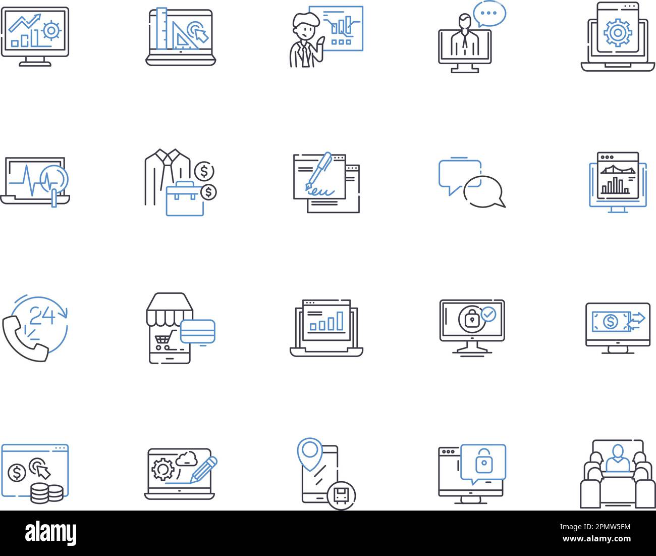 Online business line icons collection. Ecommerce, Storefront, Digital ...