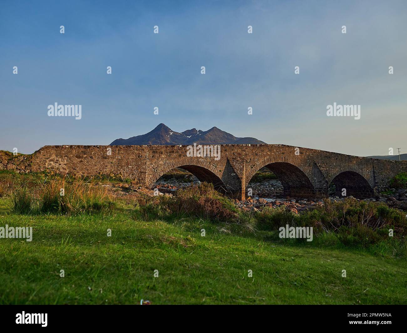 famous old and ancient stone bridge of sligachan in the cuillin hills ...
